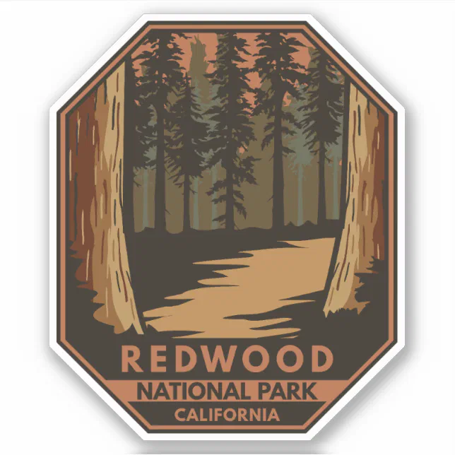 Redwood National Park Minimal Retro Emblem Sticker | Zazzle