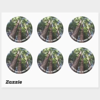 Redwood Trees Photo Earth Day Classic Round Sticker | Zazzle