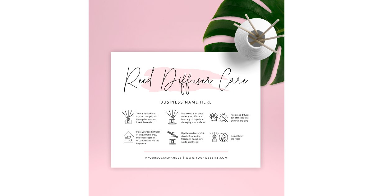 Reed Diffuser Care Instructions Card Feminine | Zazzle