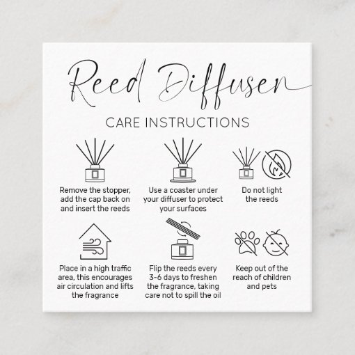 Reed Diffuser Care Instructions Minimalist Logo Square Business Card ...