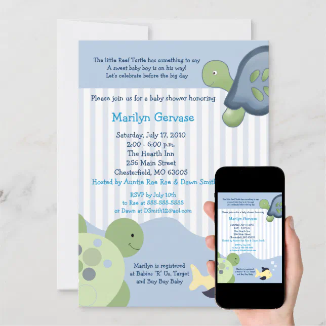 REEF TURTLE 5x7 Baby Shower Invitation | Zazzle