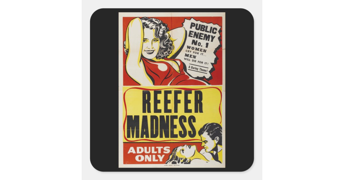 Reefer madness retro vintage poster square sticker | Zazzle