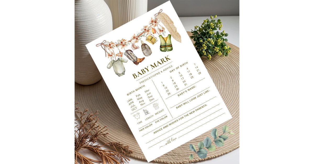Reel Excited Fishing Baby Shower Predictions Game | Zazzle