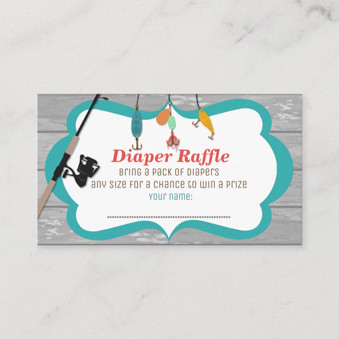 Reel Excited Fishing Matching Diaper Raffle Cards | Zazzle