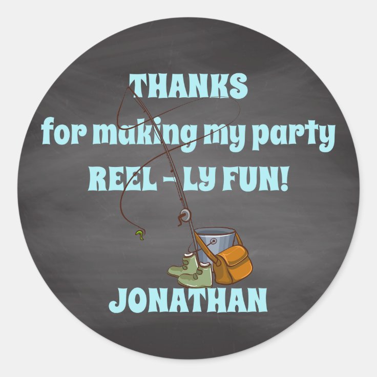 Reel Fun Fishing Boys Birthday Party Thank You Tag | Zazzle