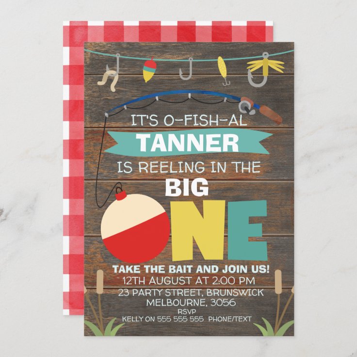 Reeling in the big one 1st Birthday Invitation | Zazzle