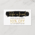 Refer a Friend Black & Gold Beauty Referral Card | Zazzle