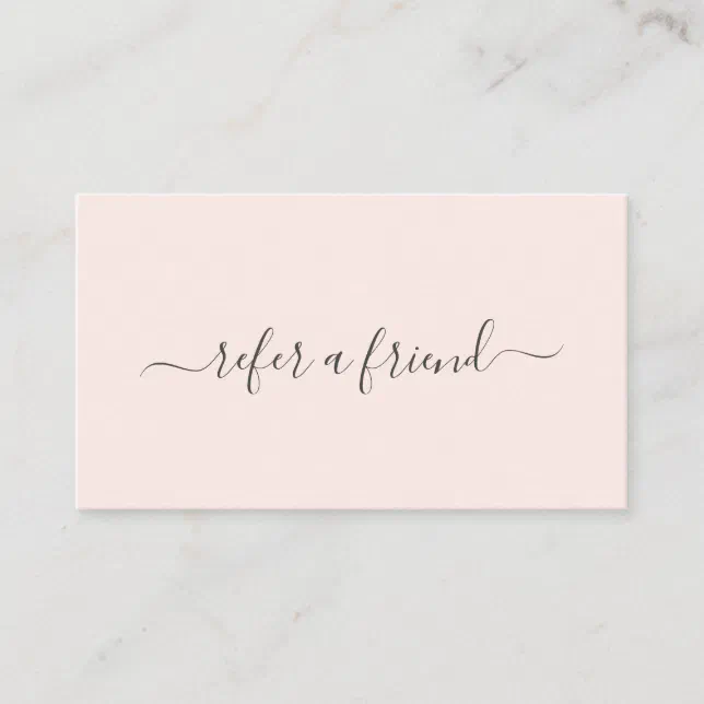 Refer a Friend Blush Pink Beauty Salon Elegant Referral Card | Zazzle