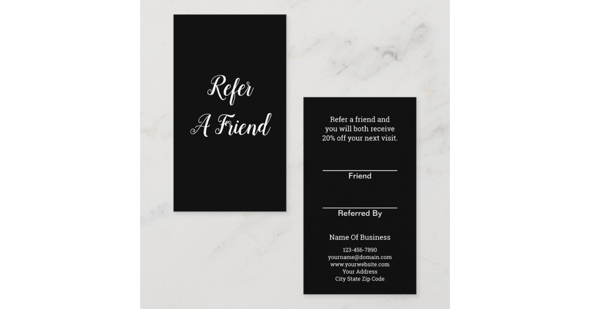 Refer A Friend Business Referral Business Cards | Zazzle