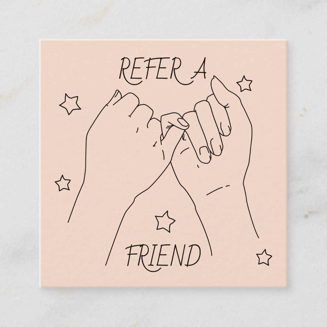 Refer a friend light peach cute hands illustration referral card | Zazzle