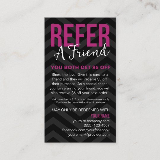 Refer A Friend Referral Card Business Cards | Zazzle.com
