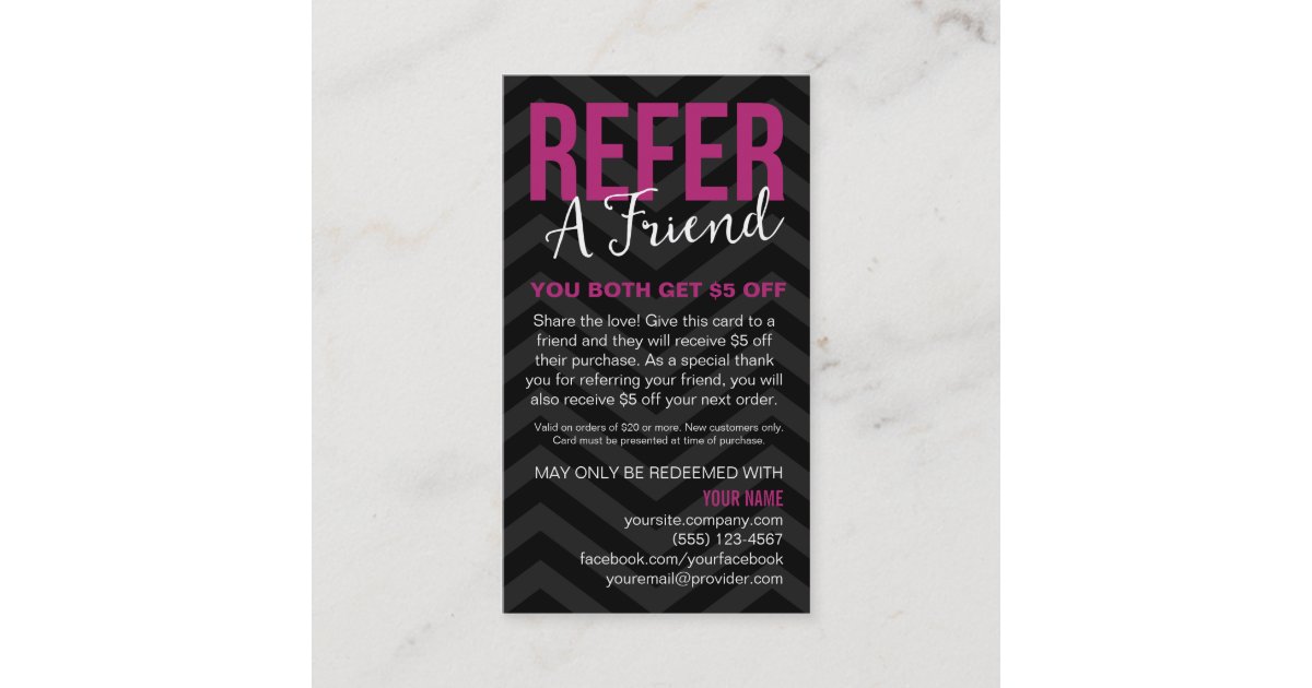 Refer A Friend Referral Card Business Cards | Zazzle