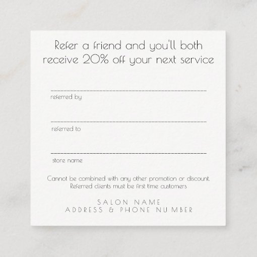 Refer a Friend Referral Salon Client Card Set | Zazzle