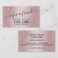 Refer a Friend - Rose Gold Glitter Referral Card | Zazzle