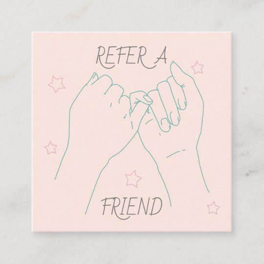 Refer a friend soft pastel cute hands illustration referral card ...