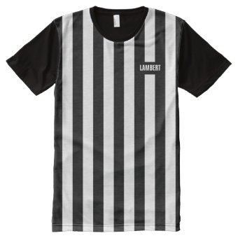 Referee Stripes with Name Template All-Over-Print T-Shirt | Zazzle