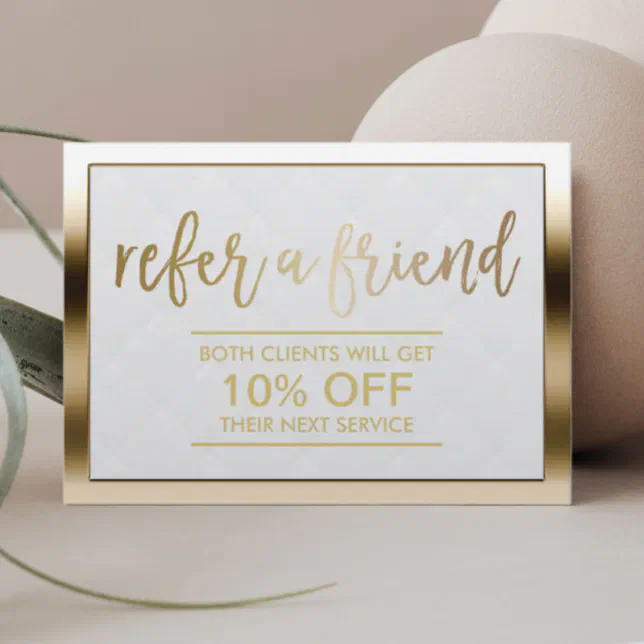 Referral Card | Modern Gold Framed | Zazzle