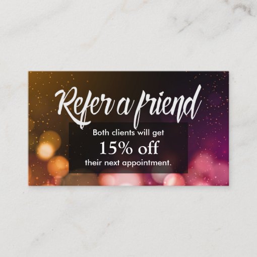 Referral Card | Modern Sparkles Salon Spa | Zazzle