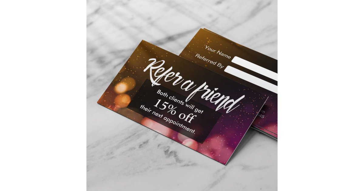 Referral Card | Modern Sparkles Salon Spa | Zazzle