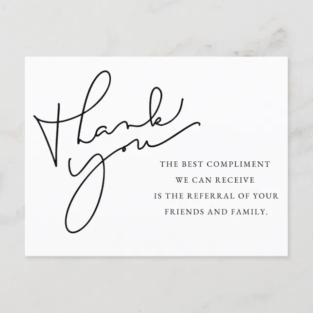 Referral Thank You, Referral Note Card, Thank You Postcard | Zazzle