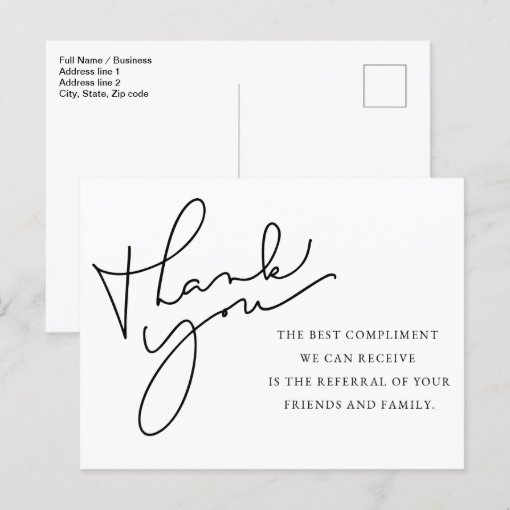 Referral Thank You, Referral Note Card, Thank You Postcard | Zazzle