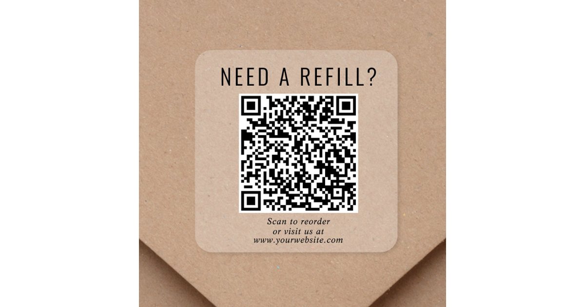 Refill QR Code Clear Square Sticker | Zazzle