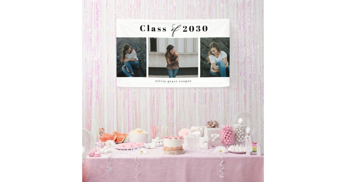 Refined Collage EDITABLE COLOR Graduation Banner | Zazzle