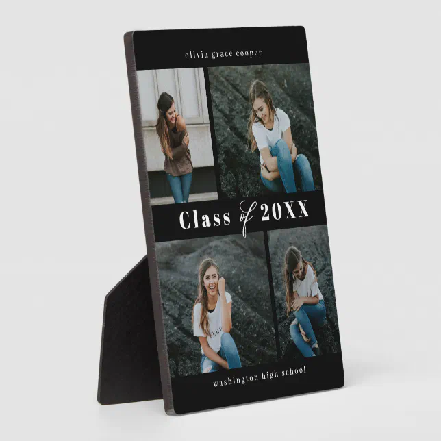 Refined Collage EDITABLE COLOR Graduation Plaque | Zazzle
