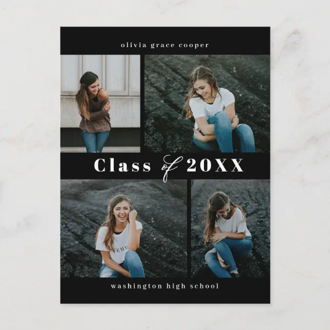 Refined Collage EDITABLE COLOR Graduation Postcard | Zazzle