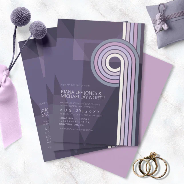 Refined Lines Geometric Wedding Violet ID983 Invitation | Zazzle