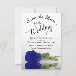 Reflecting Royal Blue Rose Romantic Wedding Save The Date | Zazzle