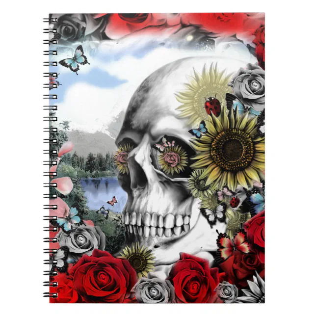 Reflection. Floral landscape skull. Notebook | Zazzle