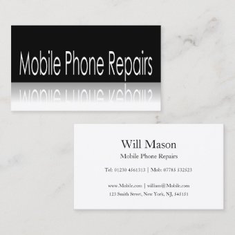 Reflective Text - Mobile Phone Repairs - Card | Zazzle