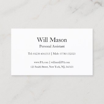 Reflective Text - Personal Assistant Business Card | Zazzle