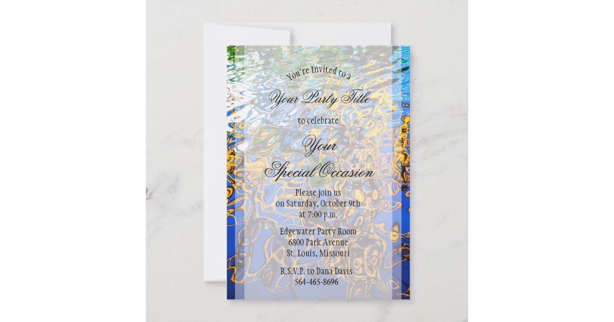 © Reflective Water Ripples Abstract Art Invitation | Zazzle
