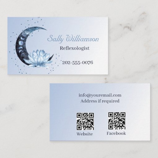Reflexology QR Code Lotus Flower Moon Business Card | Zazzle