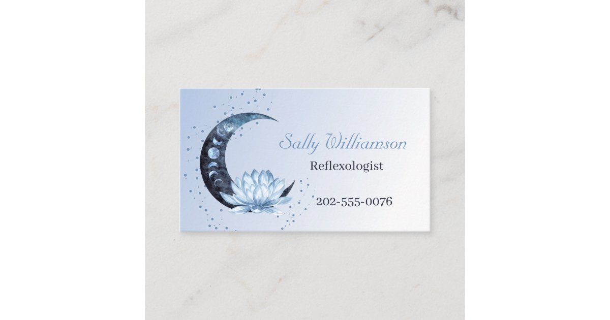 Reflexology QR Code Lotus Flower Moon Business Card | Zazzle