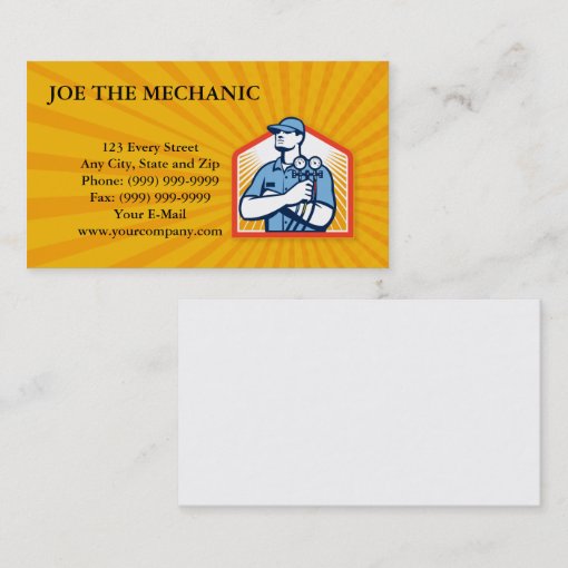 Refrigeration Air Conditioning Mechanic Front Business Card | Zazzle