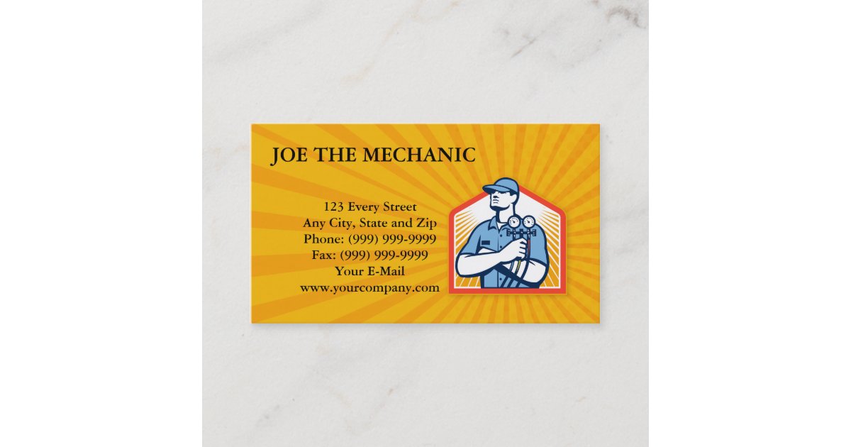 Refrigeration Air Conditioning Mechanic Front Business Card | Zazzle