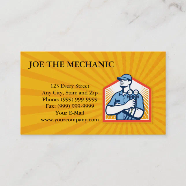 Refrigeration Air Conditioning Mechanic Front Business Card | Zazzle