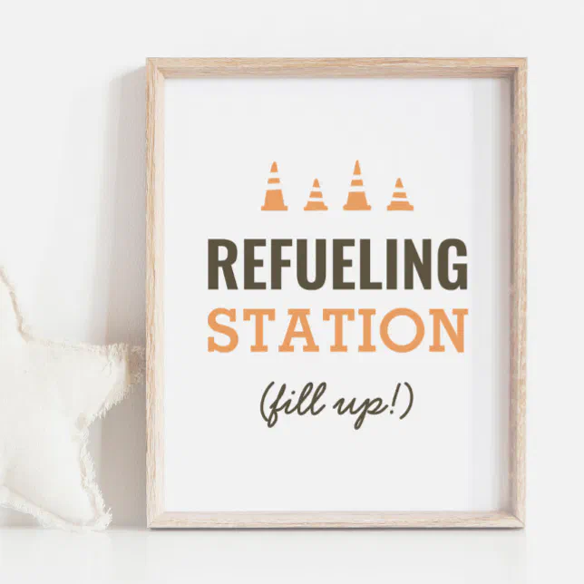 Refueling Station Birthday Party Snack Table Sign | Zazzle
