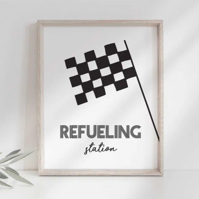 Refueling Station Race Car Party Sign | Zazzle