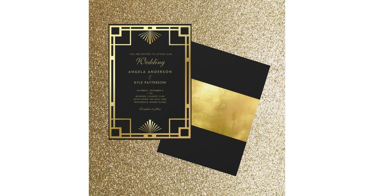 Regal Black and Gold Wedding Invitation | Zazzle