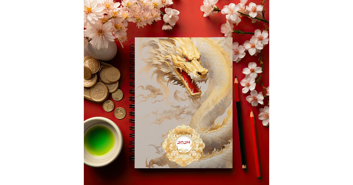 Regal Dragon Lore: Custom Golden Dragon Notebook | Zazzle