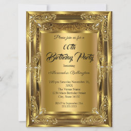 Regal Elegant Photo Birthday Party Gold Gems Invitation | Zazzle