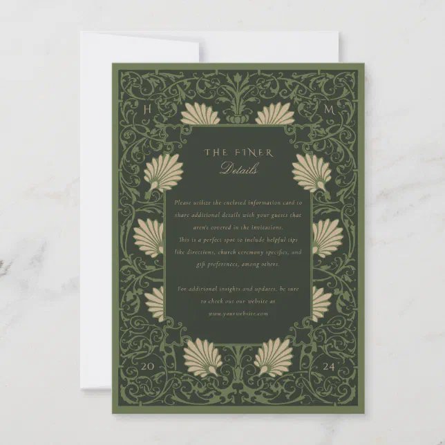 Regal Emerald Green Antique Gold Baroque Details Invitation | Zazzle