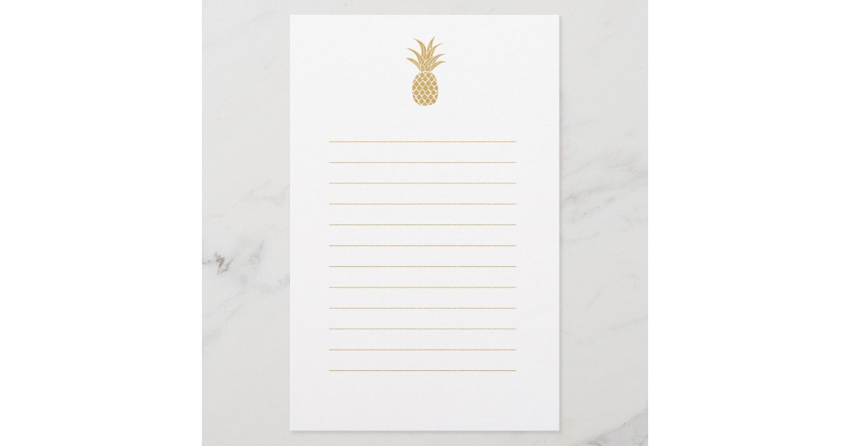 Regal Gold Pineapple Stationary Stationery | Zazzle