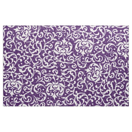 Purple Floral Damask Fabric | Zazzle