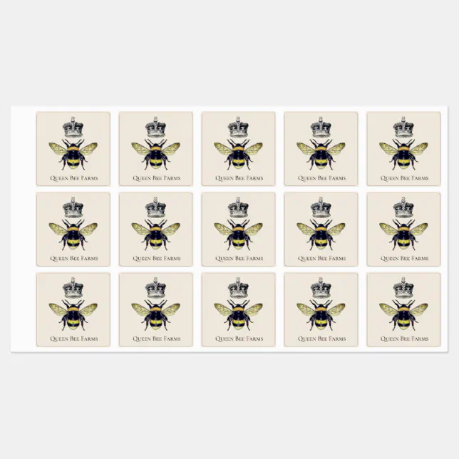 Regal Queen Bee And Crown Product Labels | Zazzle