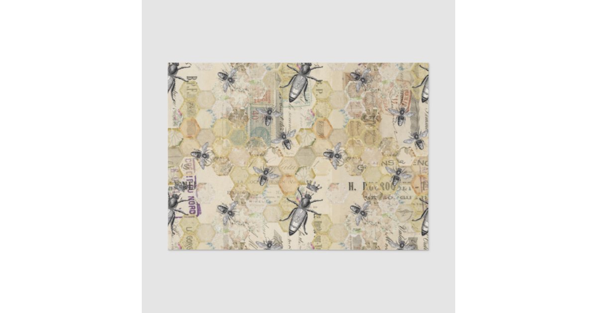 Regal Queen Bee W/Hive On Fench Postal Paper | Zazzle